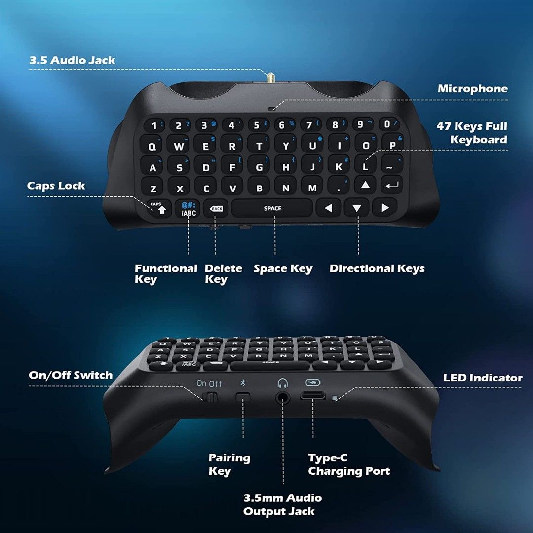 Timovo Keyboard For Ps5 Controller Wireless Bluetooth Keypad Chatpad For Playstation 5