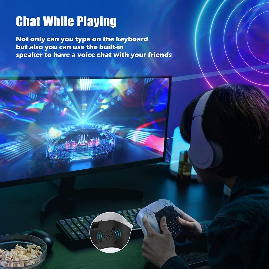 TiMOVO Keyboard for PS5 Controller, Wireless Bluetooth Keypad Chatpad ...