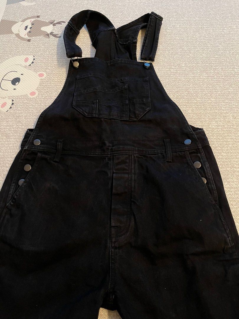 Topman Black Denim Dungree, Men's Fashion, Bottoms, Jeans on Carousell