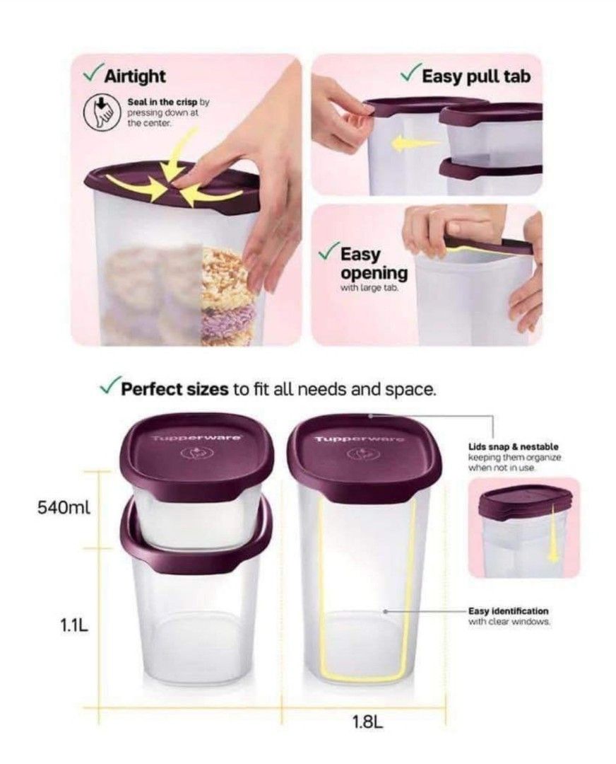 Tupperware One Touch Fresh Set (6), TV & Home Appliances, Kitchen Appliances, Other Kitchen ...