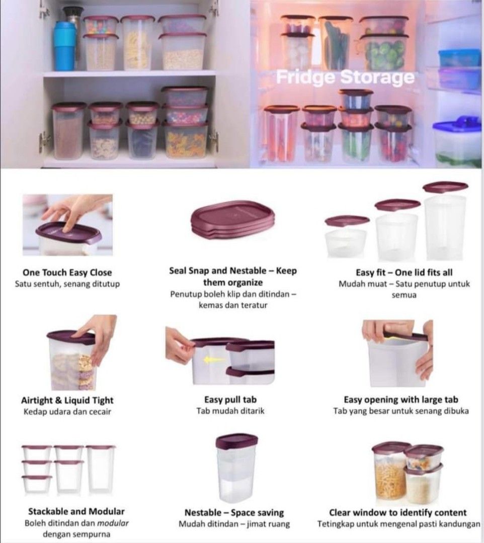 Tupperware One Touch Fresh Set (6), TV & Home Appliances, Kitchen ...