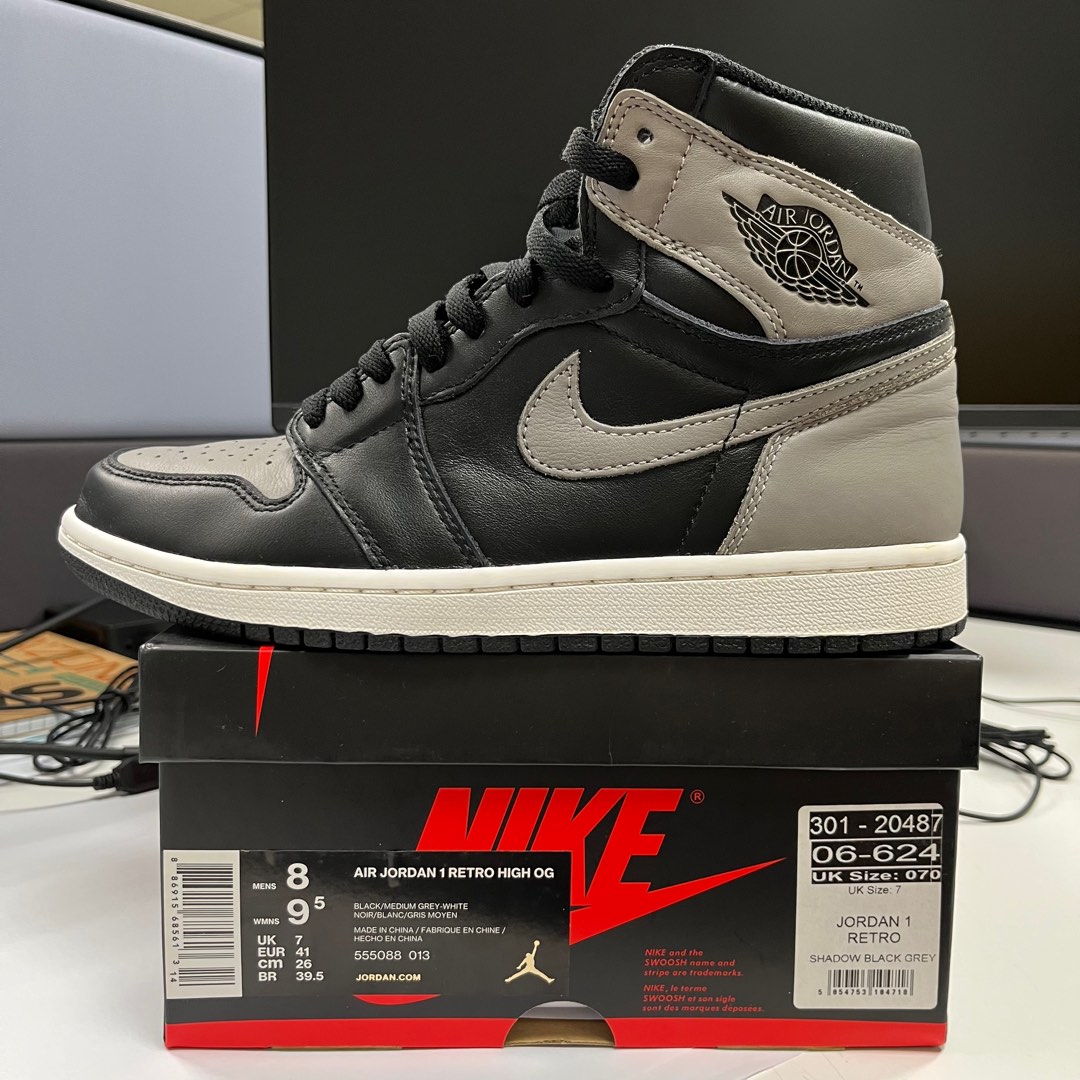 [USED] ( US 8 ) Air Jordan 1 Retro High OG Shadow 2018 AJ1 555088 013, Men's Fashion, Footwear ...