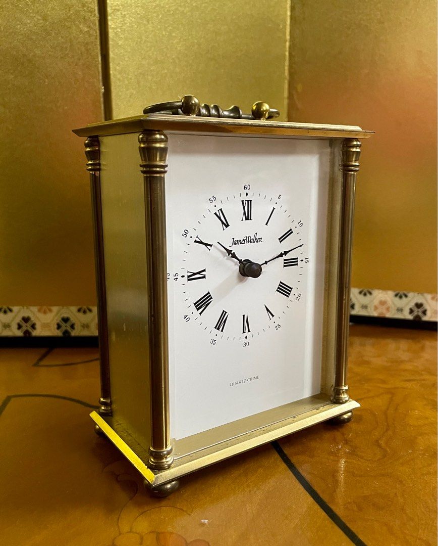 Vintage German " JamesWalker " Solid Brass Quartz Chime Carriage Clock ...