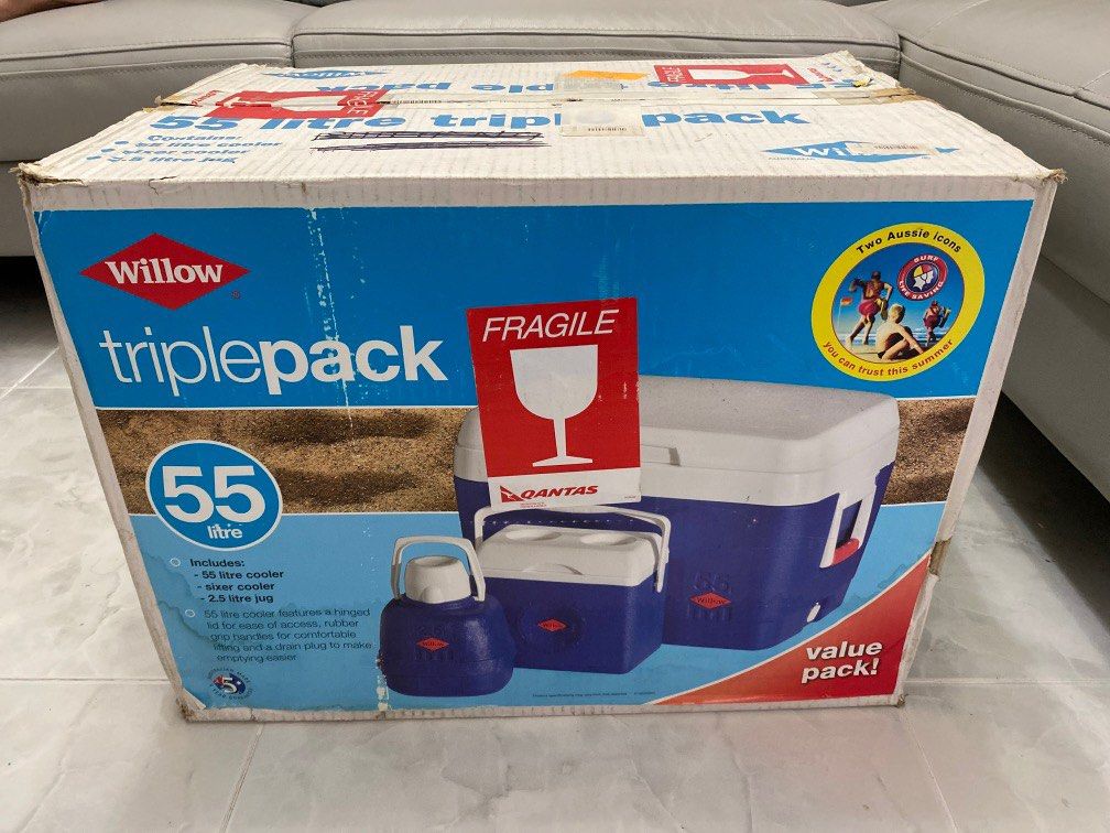 Willow 55 Litre Triple Pack Cooler Box, Sixer Cooler, 2.5 Litre Jug ...