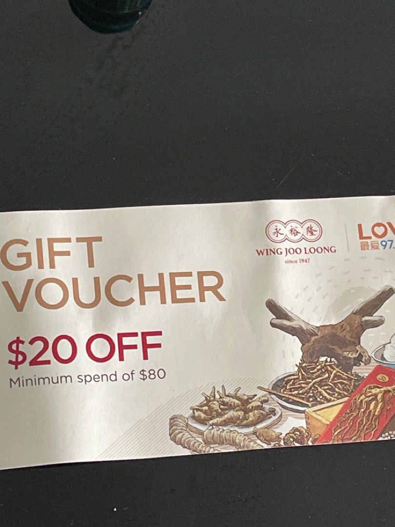 Wing Joo Loong gift voucher, Tickets & Vouchers, Vouchers on Carousell