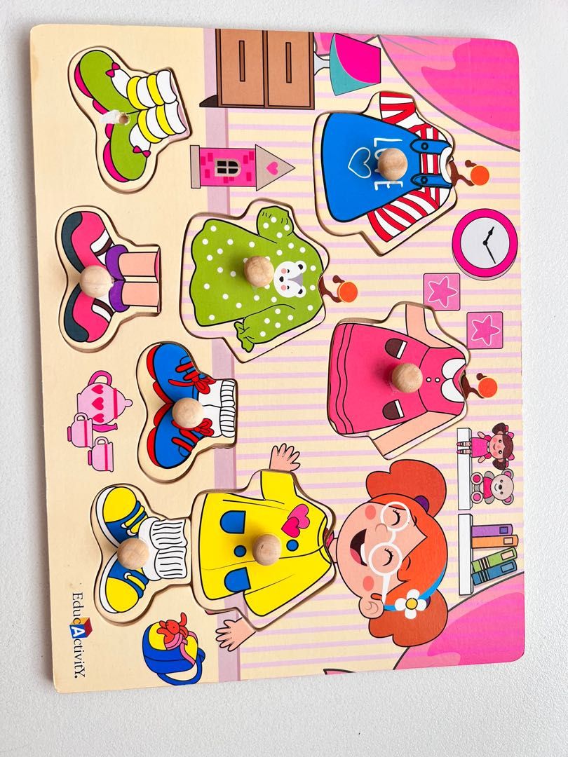 Wooden dressing up puzzle toddle, Hobbies & Toys, Toys & Games on Carousell