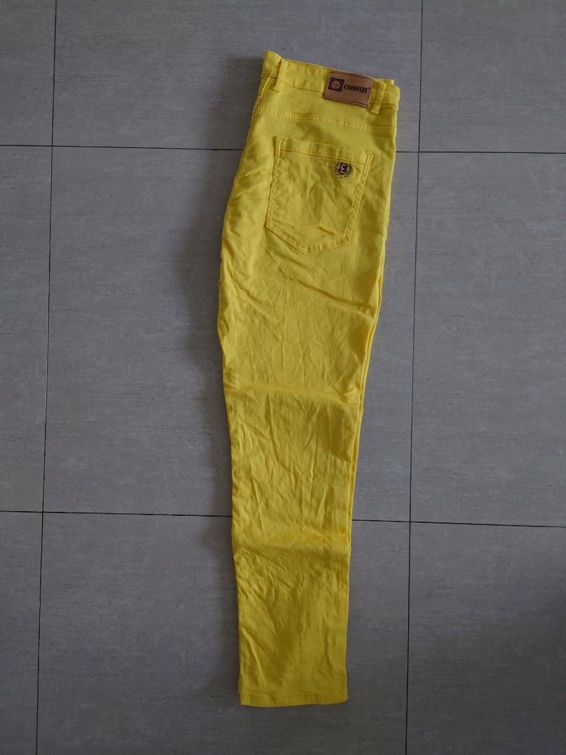 Yellow chinos, Men's Fashion, Bottoms, Chinos on Carousell