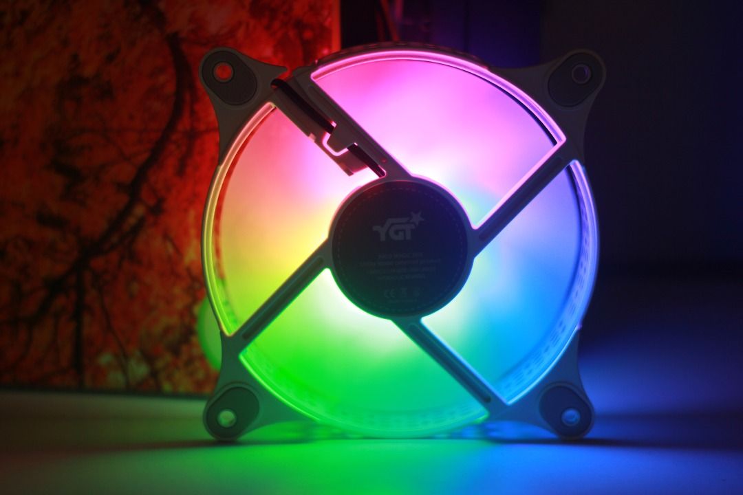 YGT ARGB MAGIC FAN WHITE, 4-PIN MOLEX MALE and FEMALE, #1290 12V DC 0 ...