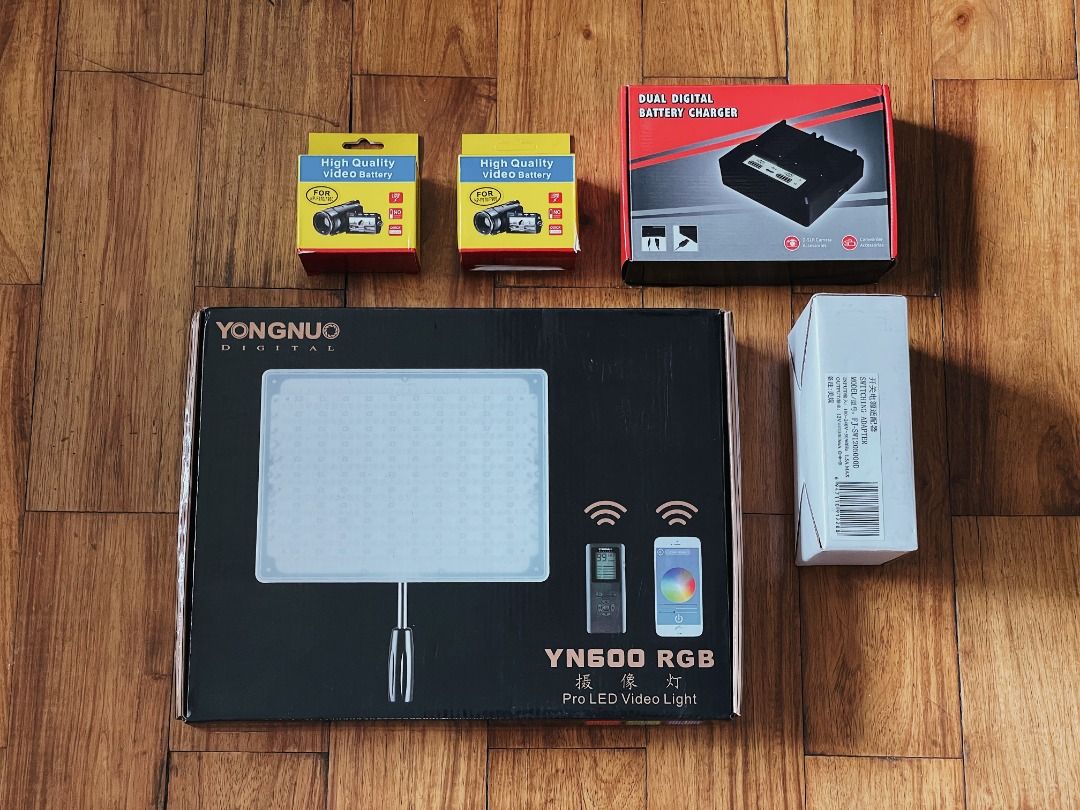 Yongnuo YN600 RGB LED Lights with Power Supply Adaptor and Battery Set ...
