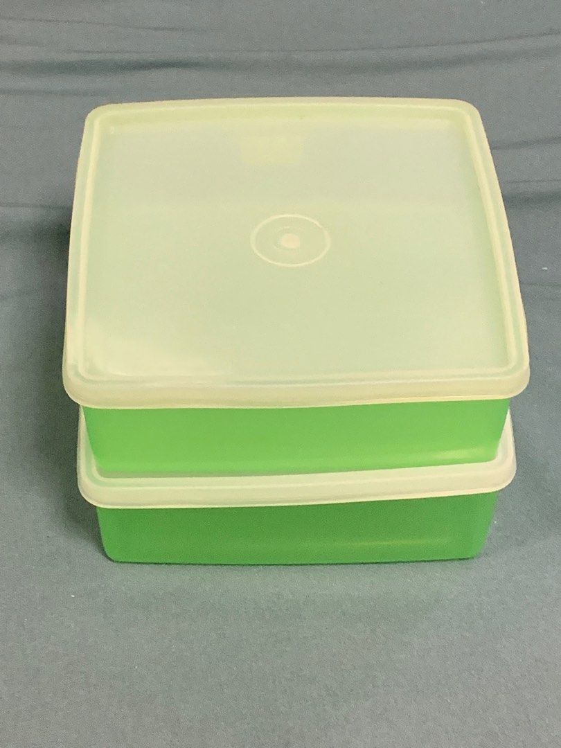 2 x green plastic containers 13 cm by 13 cm by 4 cm, Furniture & Home ...