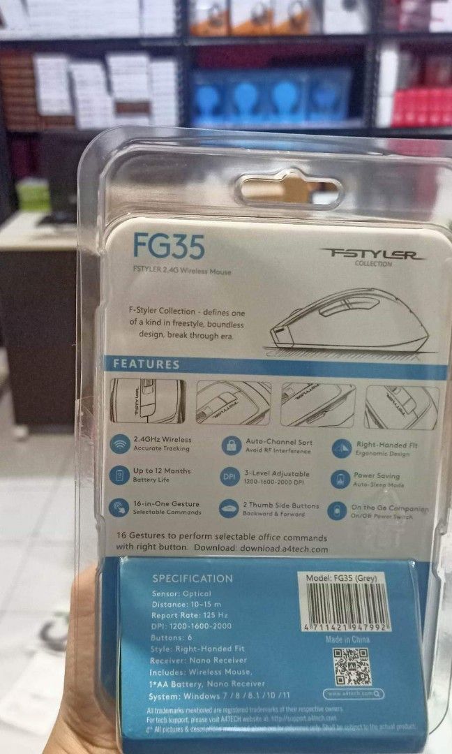 A4Tech Fstyler FG35 2.4G Wireless Mouse Grey, Computers & Tech, Parts ...