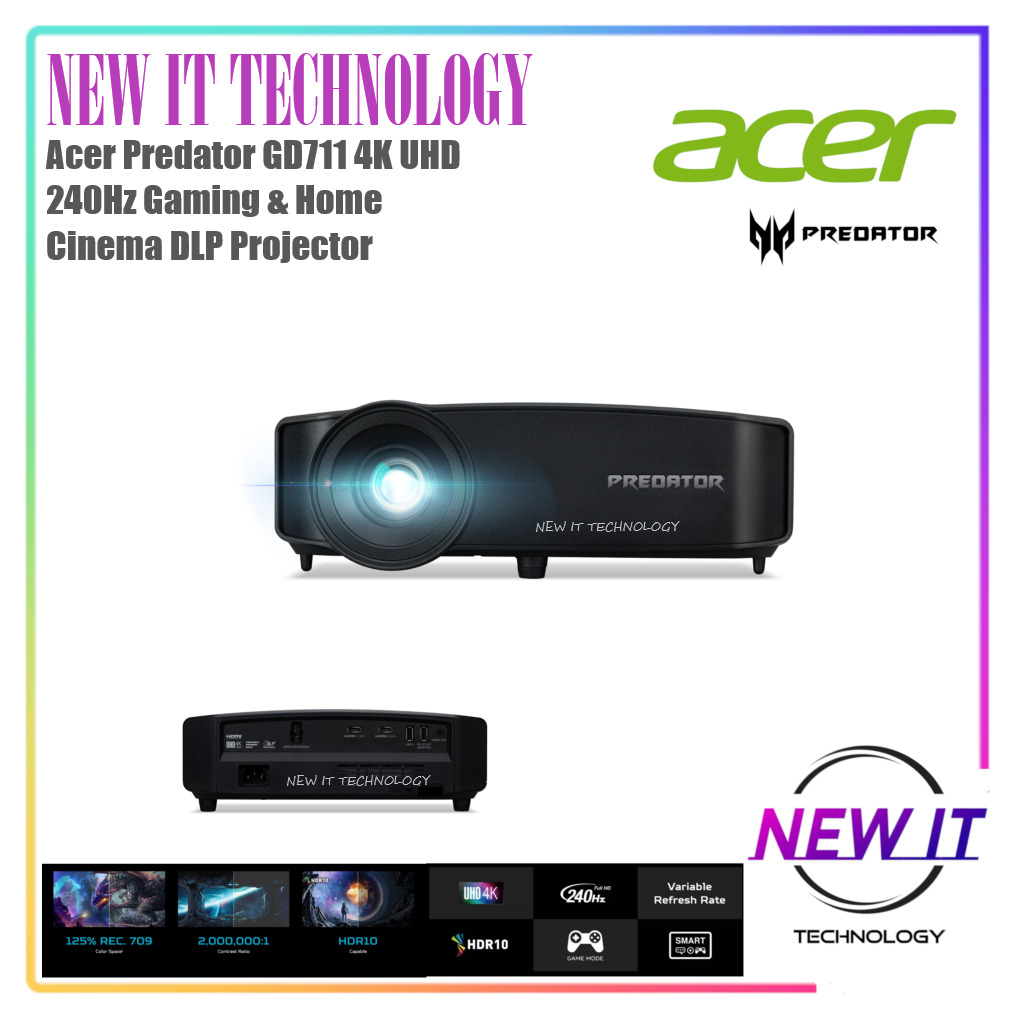Acer Predator GD711 DLP 4K UHD 240Hz 4000 Lumens Hdmi,Usb Wireless ...