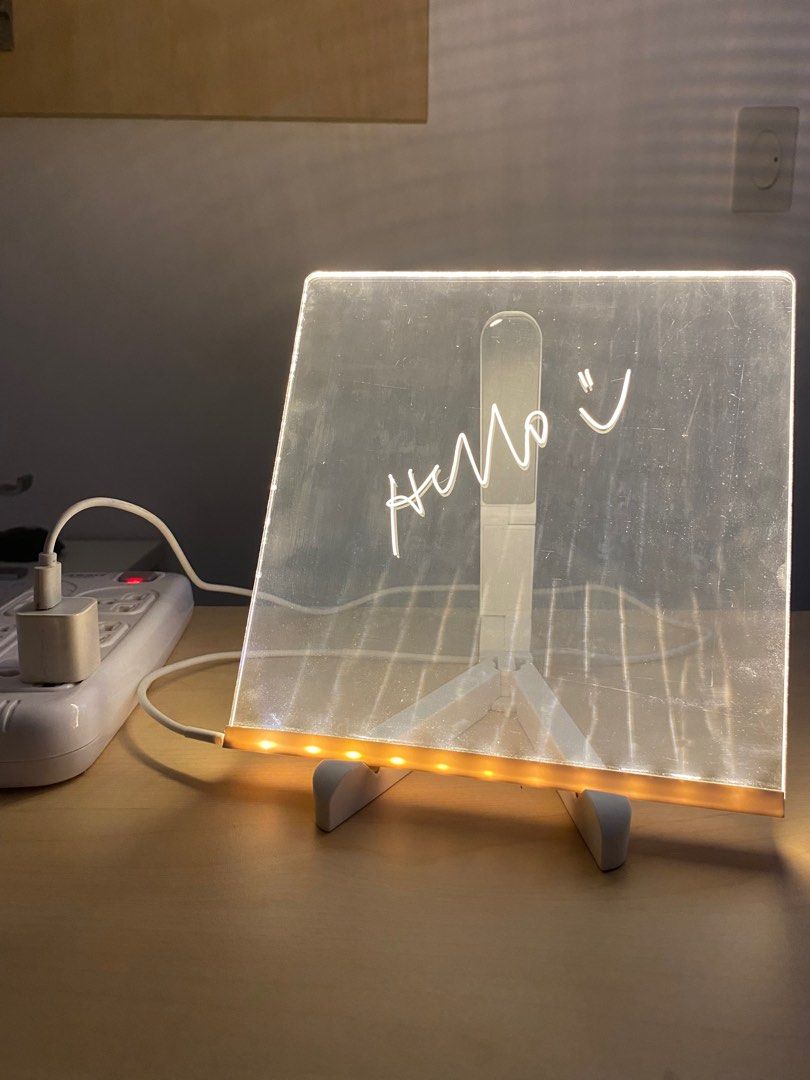 Acrylic Message Board with LED Lamp and Stand, Furniture & Home Living ...