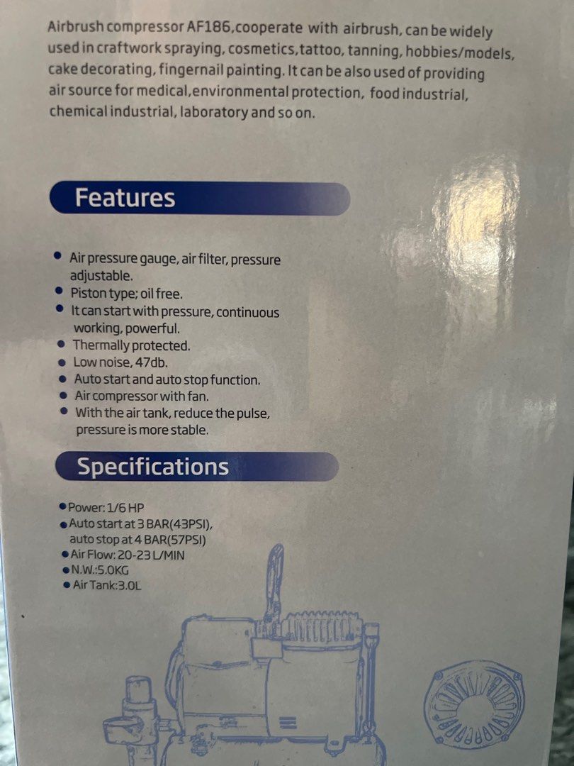 AF 186 compressor with air brush and tank for painting Gundam Gunpla ...