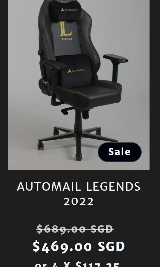 BNIB Automail Legends Gaming Chair, Furniture & Home Living, Furniture ...