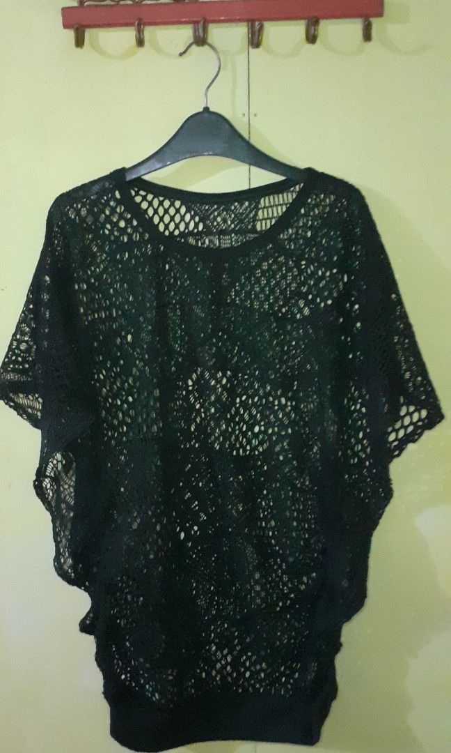 Baju Jaring Hitam, Fesyen Wanita, Pakaian Wanita, Baju Luaran di Carousell