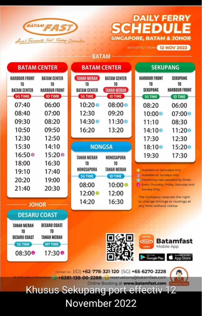 BATAM FAST FERRY $69, Tickets & Vouchers, Flights & Overseas ...
