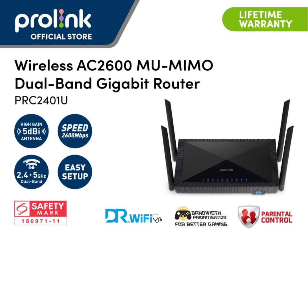 BNIB PROLINK Wireless AC2600 MU-MIMO Dual-Bit Gigabit Router, Computers ...