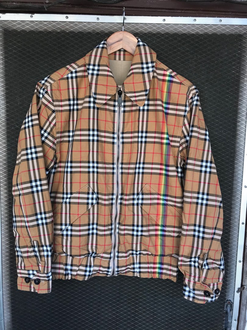 Burberry Reversible Rainbow Vintage check Harrington, Men's Fashion ...