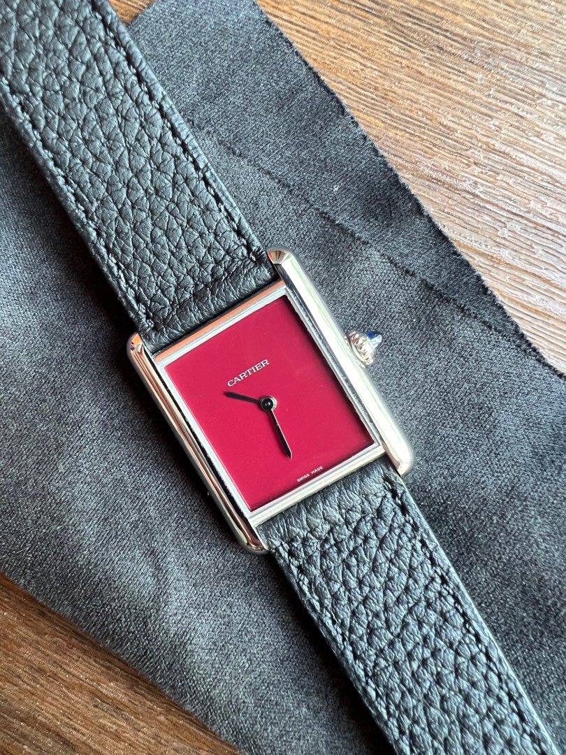 Cartier Tank Must Red Mint , Luxury, Watches on Carousell