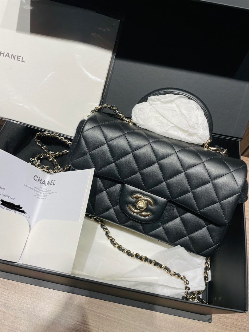 Chanel Mini Classic Flap CF Handle GHW, Luxury, Bags & Wallets on Carousell