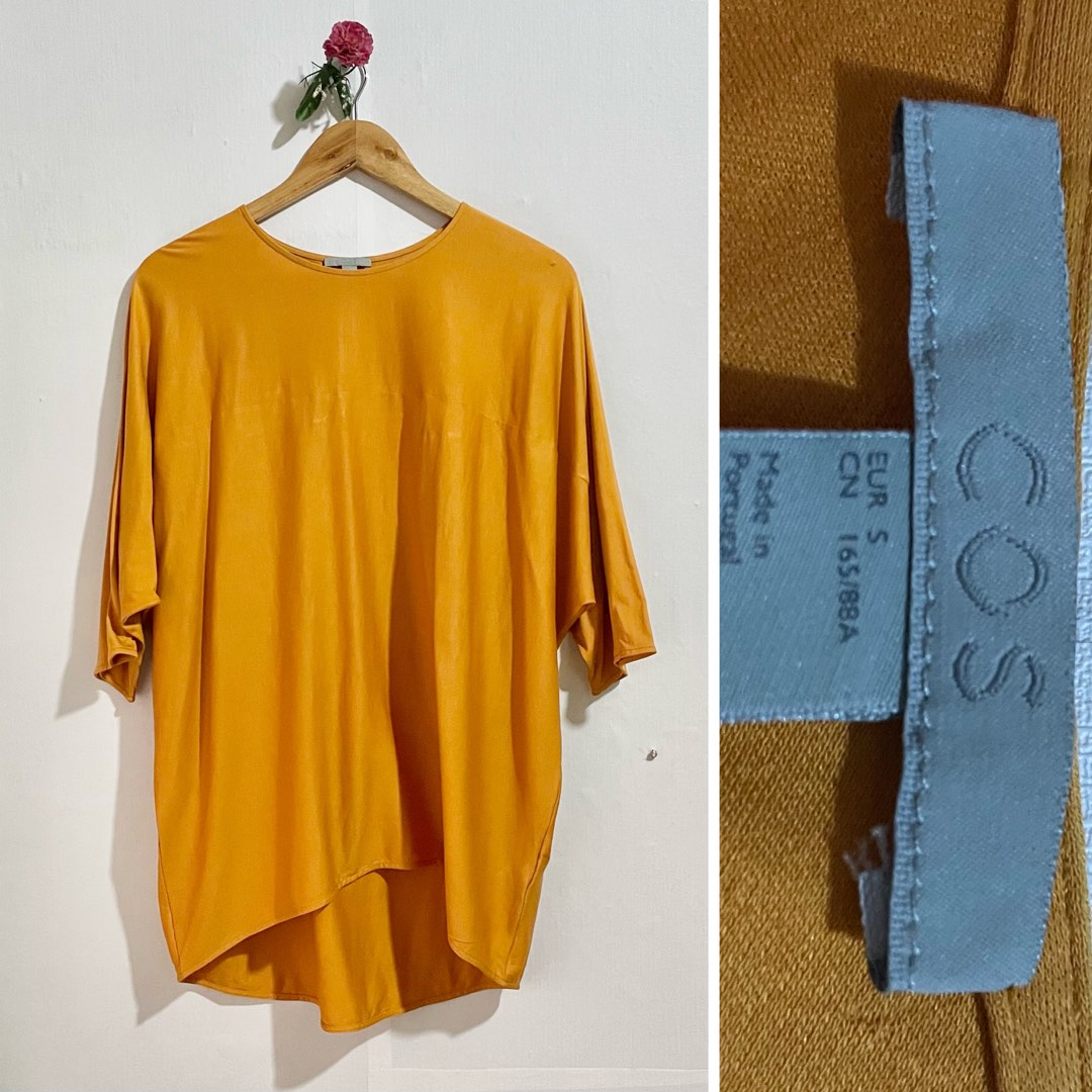 Cos mustard oversized tunic top with flaw, Women's Fashion, Tops ...