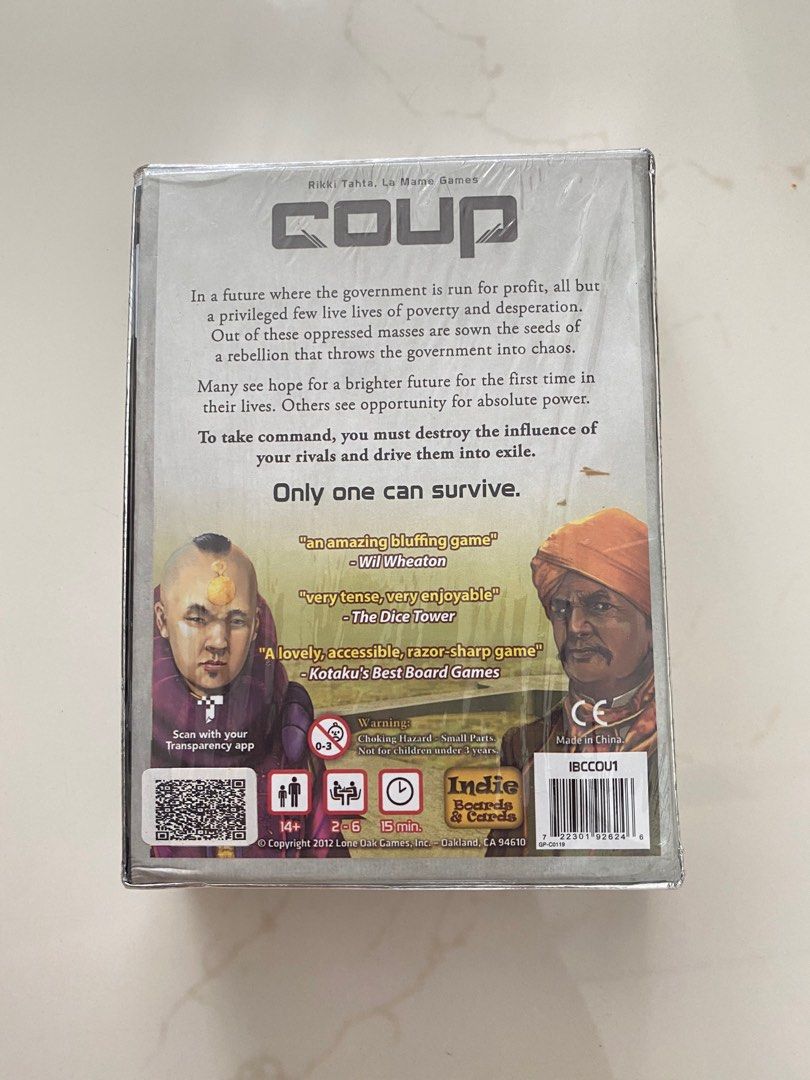 Coup Card Board Game, Hobbies & Toys, Toys & Games on Carousell