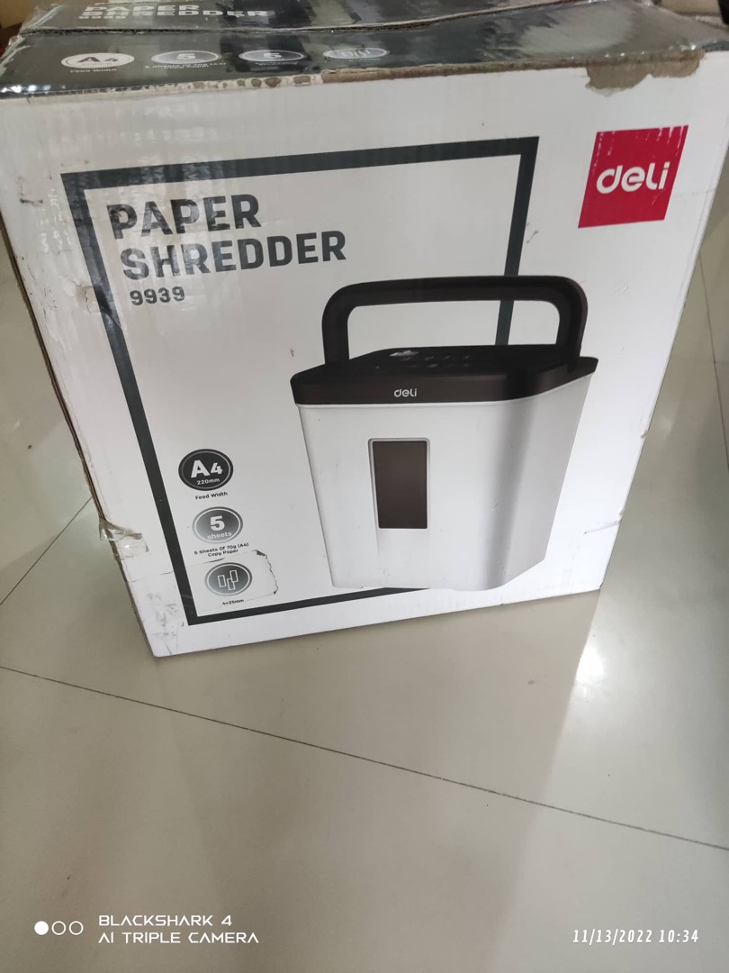 (DELI) Paper Shredder 9939, Computers & Tech, Printers, Scanners ...