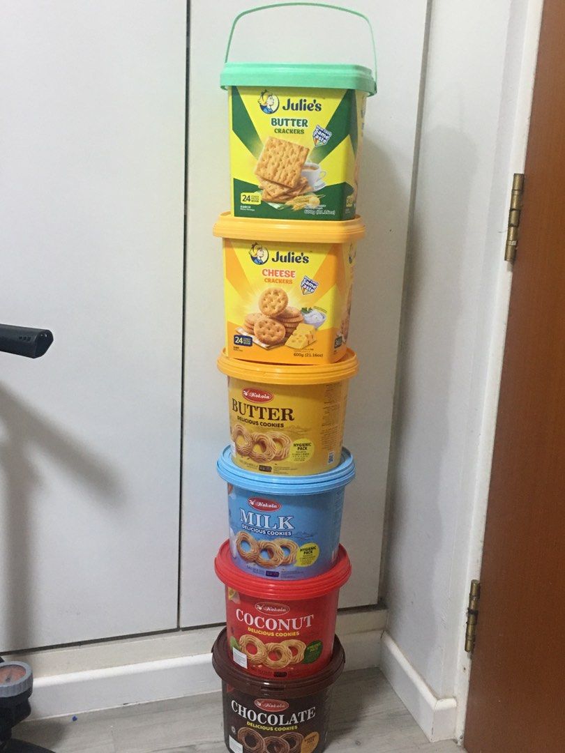 Empty biscuit containers.(first come to collect is priority), Furniture ...