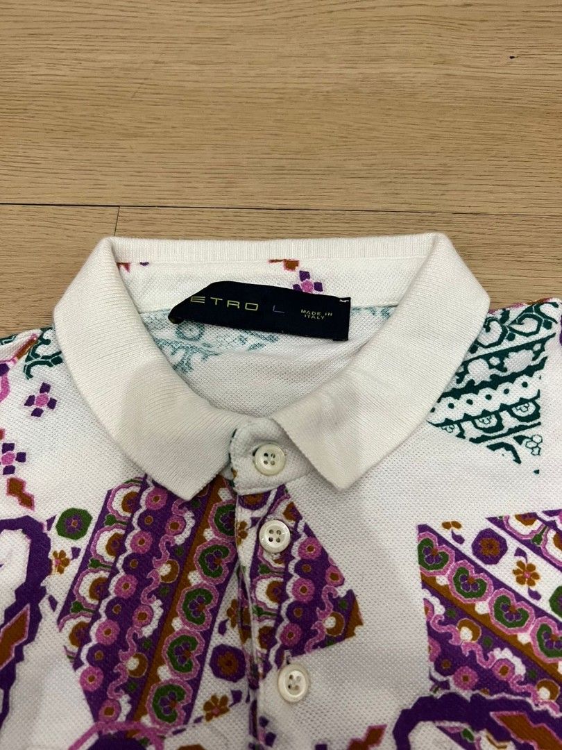 ETRO MILANO FLORAL FULL PRINT POLO SHIRT, Fesyen Pria, Pakaian , Atasan di Carousell