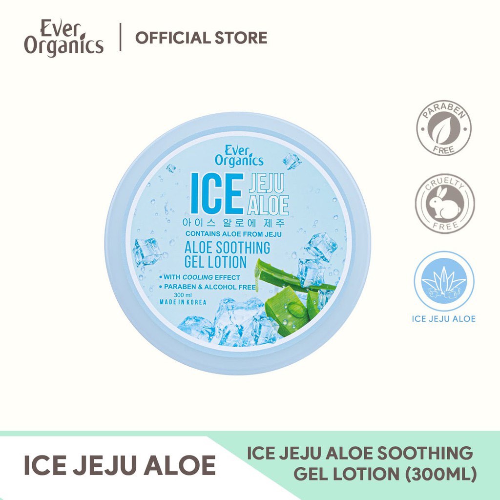 Ever Organics Ice Jeju Aloe Soothing Gel Lotion (300ml), Beauty ...