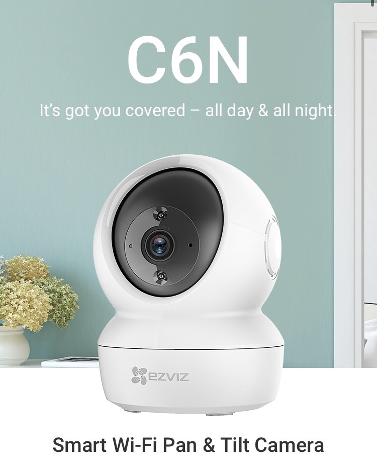 EZVIZ C6N Pan & Tilt PTZ Home Security Wi-Fi Camera, 2 Way Audio, Auto ...