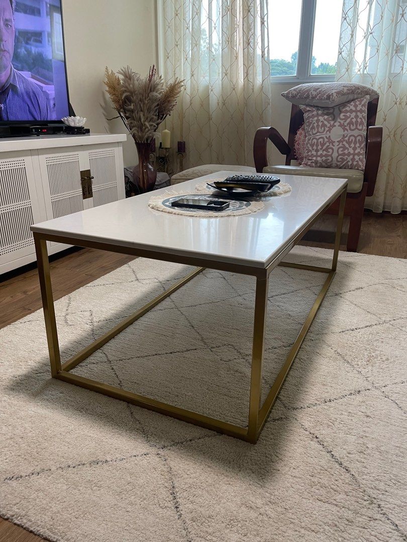 Faux Marble Coffee table (rose gold legs), Furniture & Home Living ...