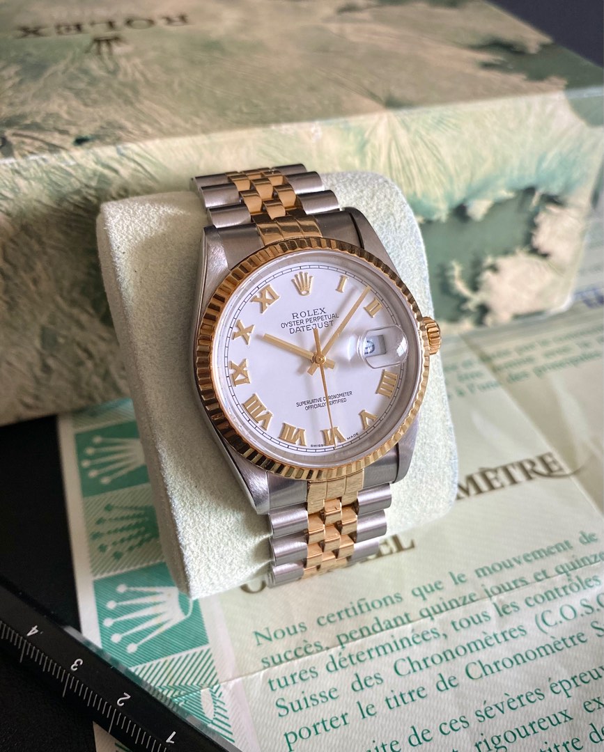 *Full complete set* Rolex Oyster Perpetual 36mm half gold white Roman ...