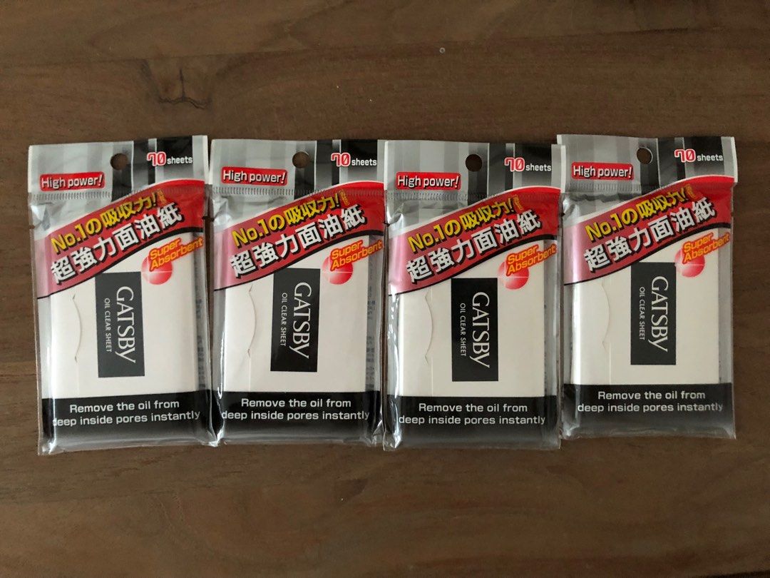 4 x Gatsby Oil Clear Blotting Sheets (70S), Beauty & Personal Care ...