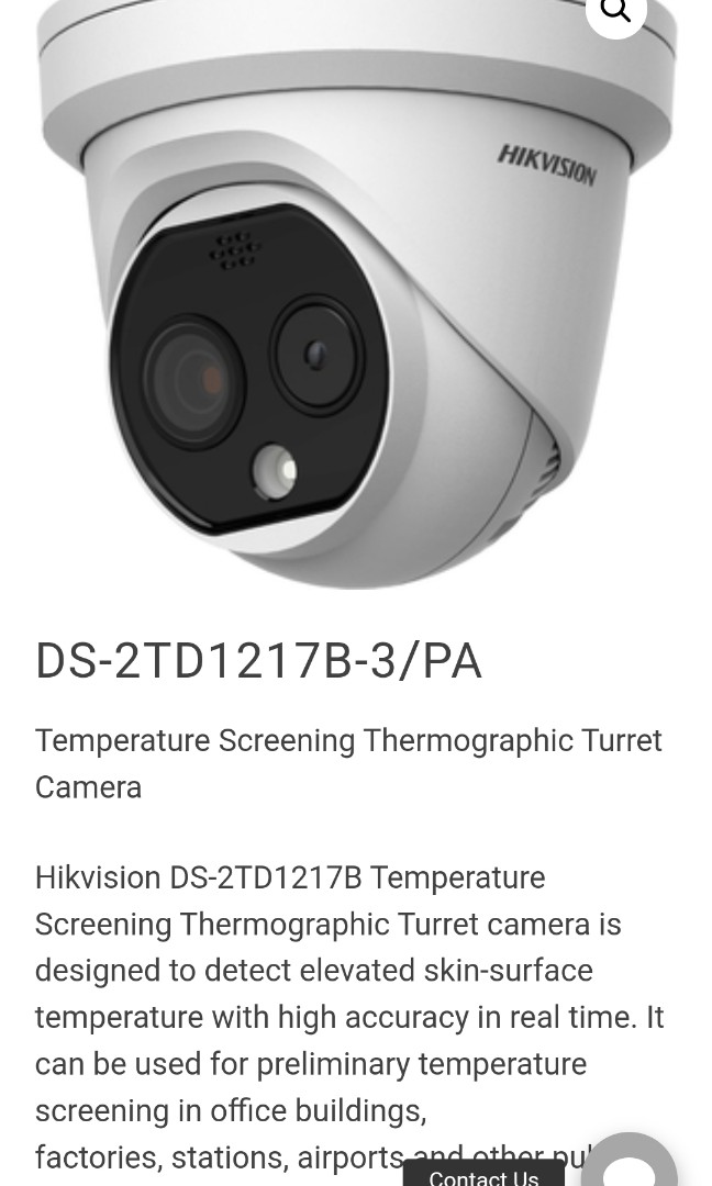 Hikvision Temperature Screening Thermographic Turret Camera, Furniture ...