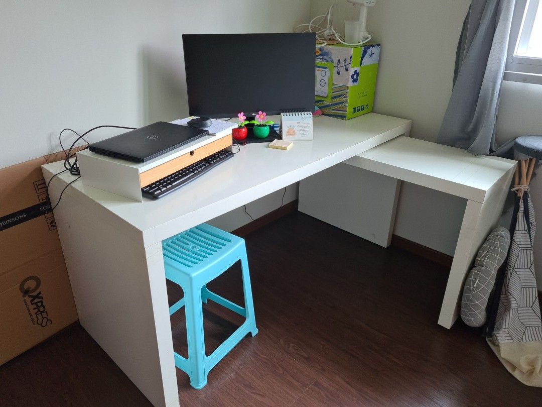 Ikea L shape table, Furniture & Home Living, Furniture, Tables & Sets ...