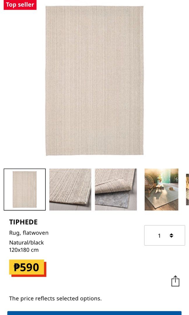 IKEA Tiphede Flatwoven Rug, Furniture & Home Living, Home Decor ...