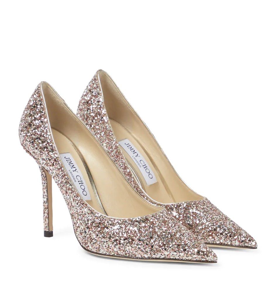 Jimmy Choo Agnes 100 Glitter Pumps Ballet Pink, Luxury, Sneakers & Footwear on Carousell