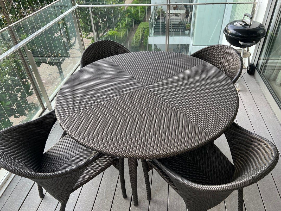 Luxury Dedon outdoor Set Table+Chairs, Furniture & Home Living, Outdoor ...