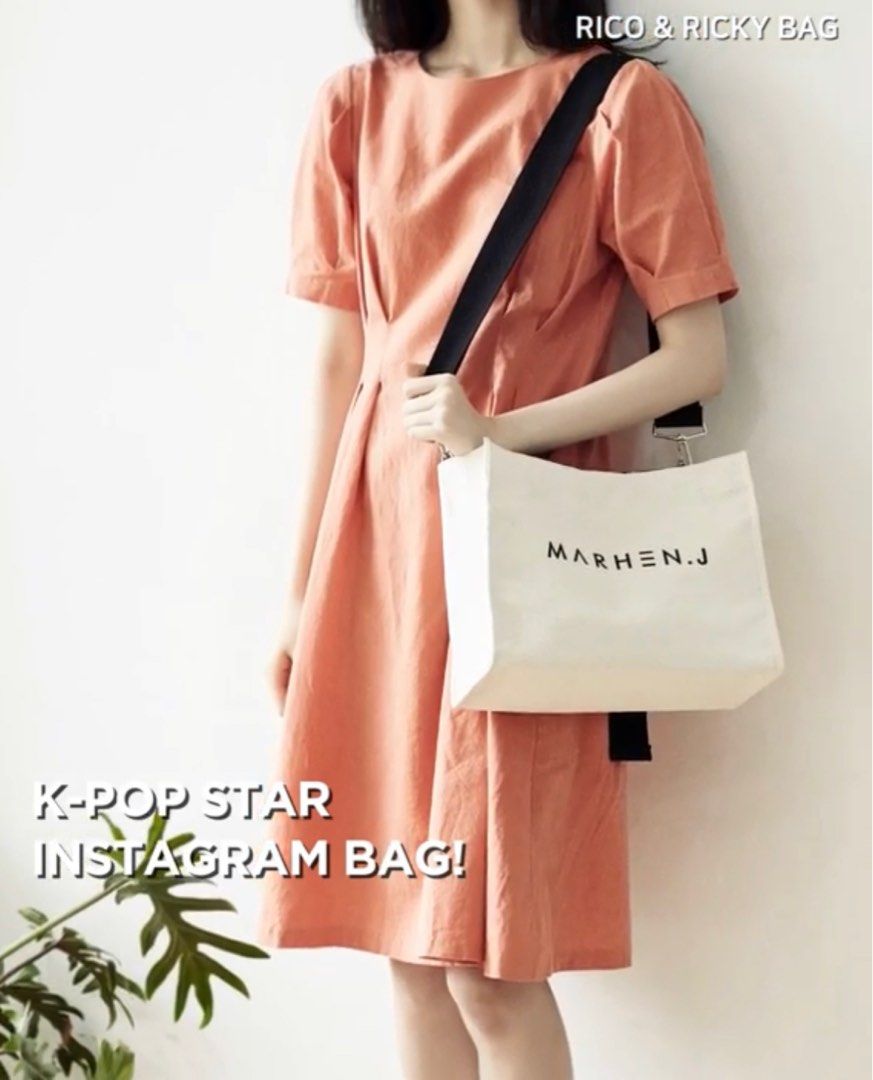 Marhen J RICO V2 Canvas Tote Bag Ivory Black, Women's Fashion, Bags ...