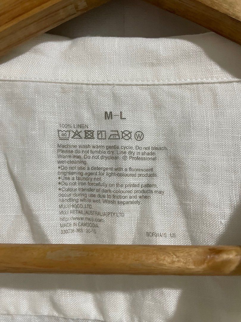 Muji white linen boxy top, Women's Fashion, Tops, Shirts on Carousell