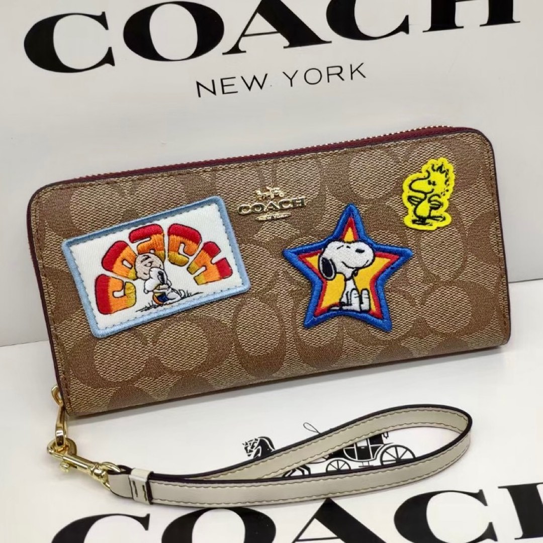 New Coach x Peanuts Original Long Zip Around Wallet in Signature Canvas ...