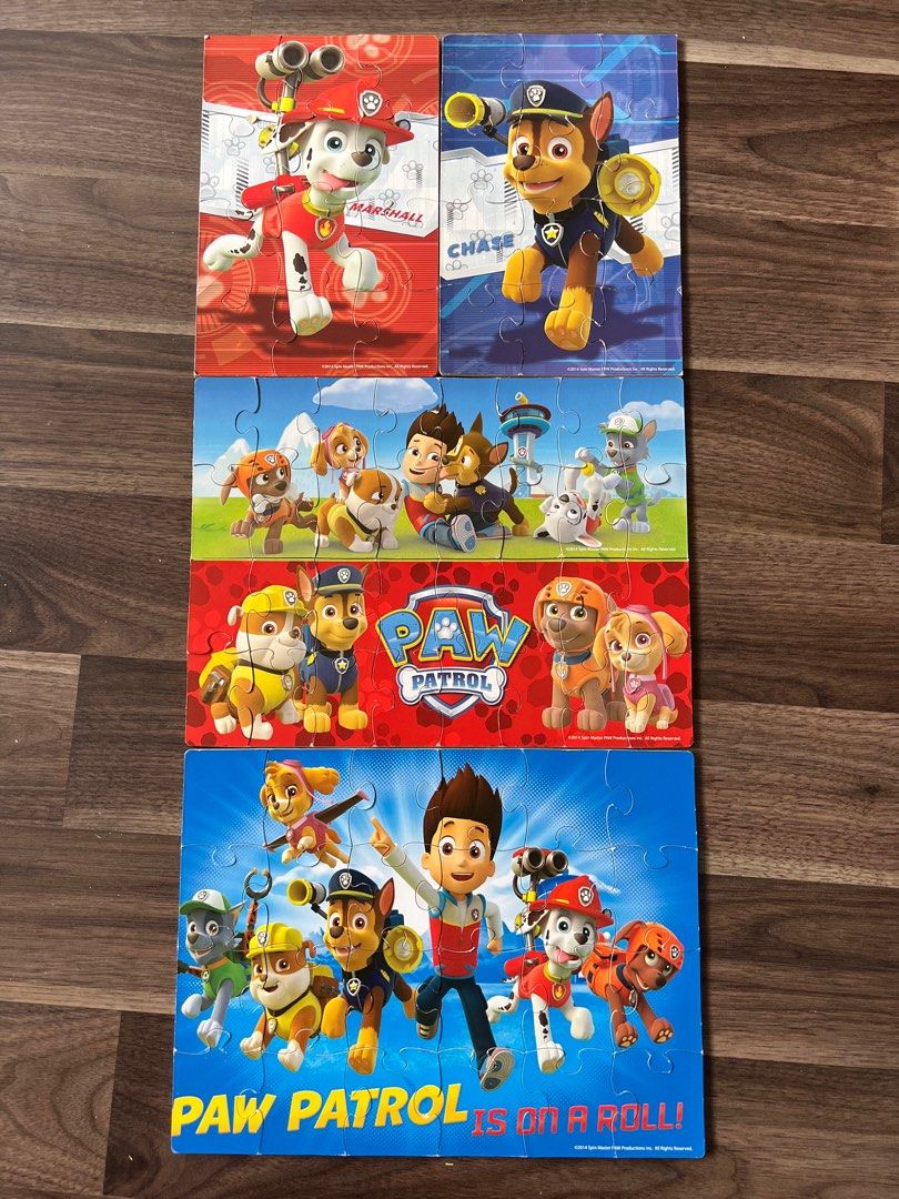 Paw Patrol puzzles (set of 5), Hobbies & Toys, Toys & Games on Carousell