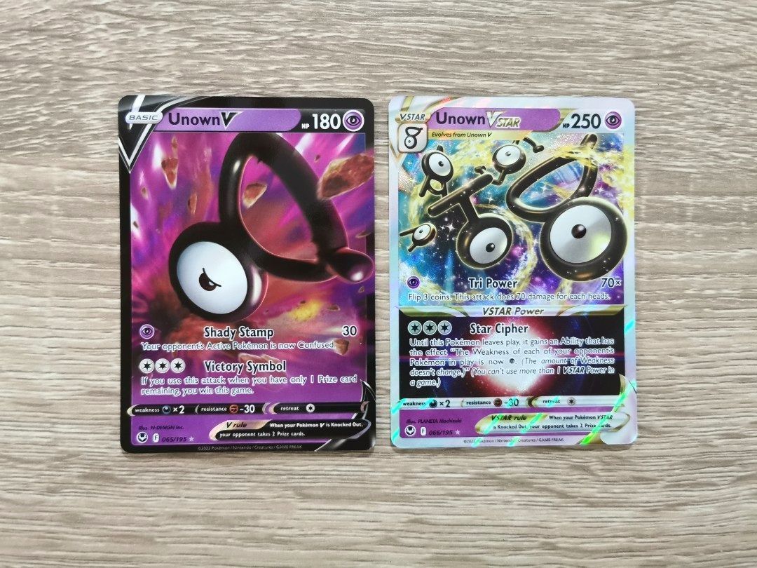 Pokemon TCG Unown Vstar & V Set Silver Tempest, Hobbies & Toys, Toys ...