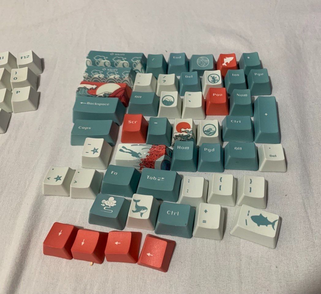 Preloved Sea Coral Ocean keycaps PBT five-sided sublimation mechanical ...