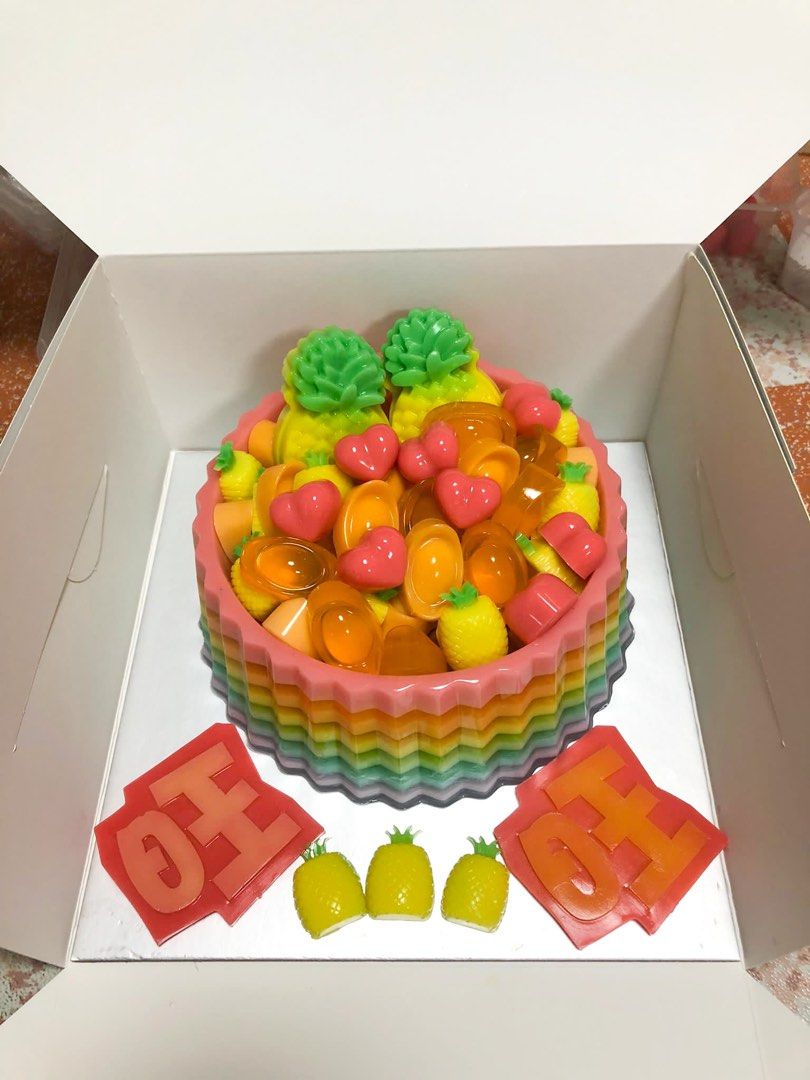 Rainbow agar agar cake, Food & Drinks, Homemade Bakes on Carousell