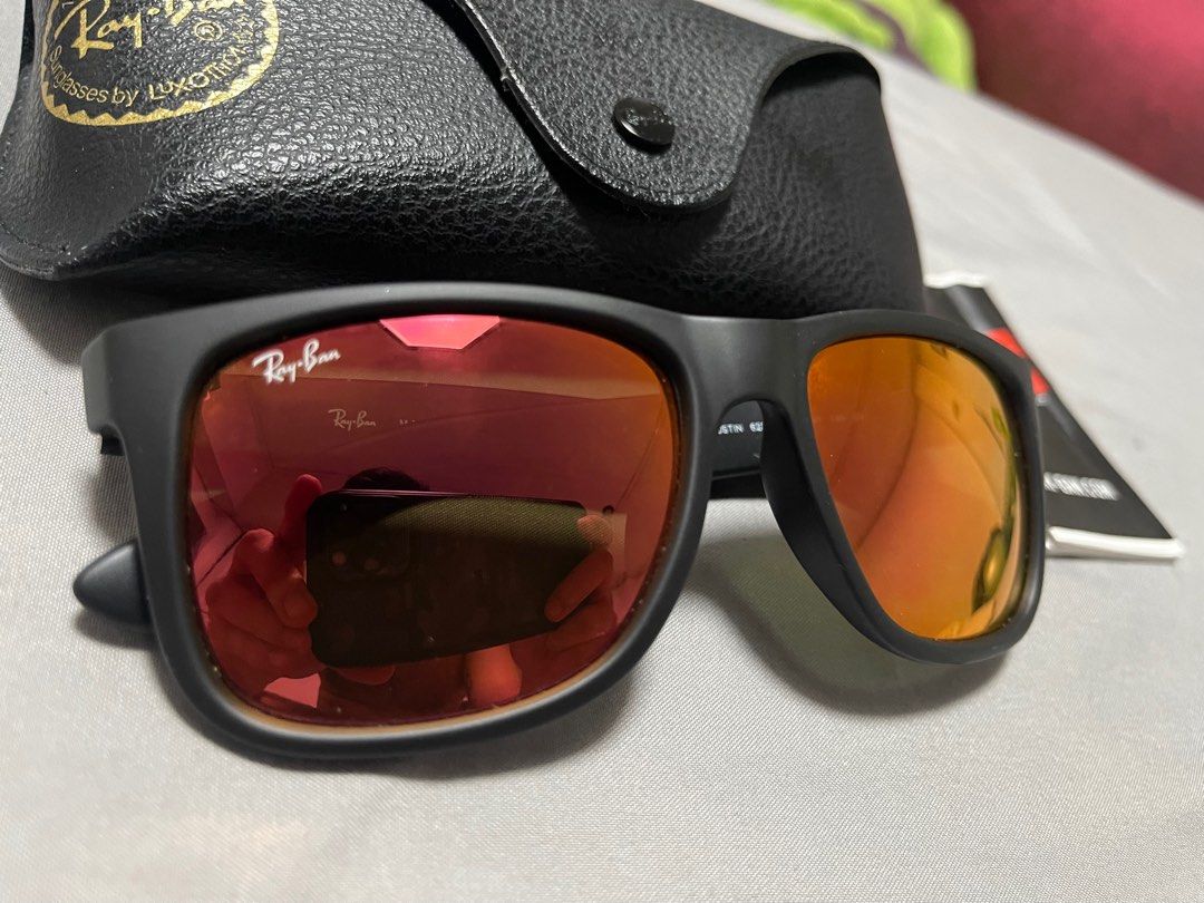 RayBan RB4165 Justin - Red, Men's Fashion, Watches & Accessories ...