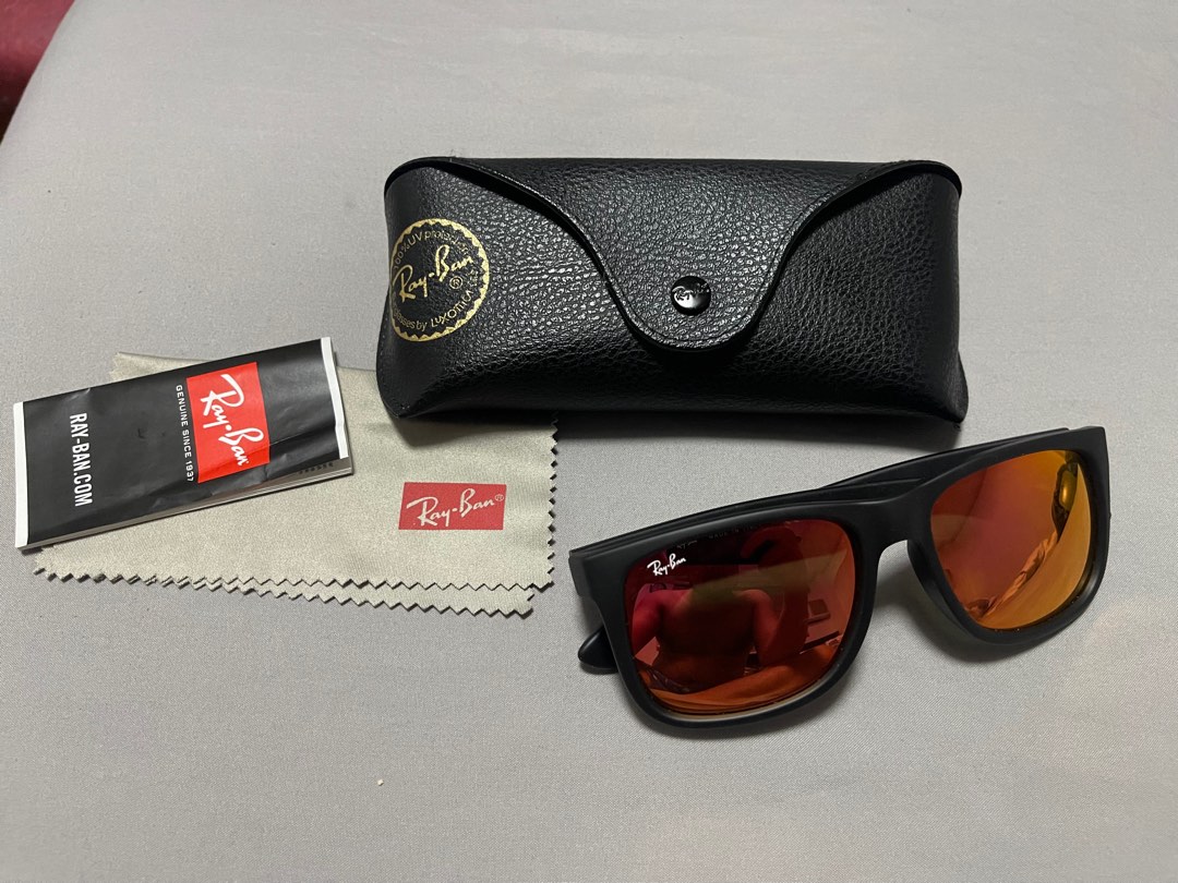 RayBan RB4165 Justin - Red, Men's Fashion, Watches & Accessories ...