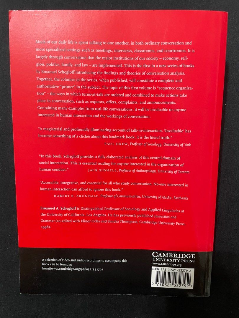 Sequence Organization in Interaction: A Primer in Conversation Analysis ...